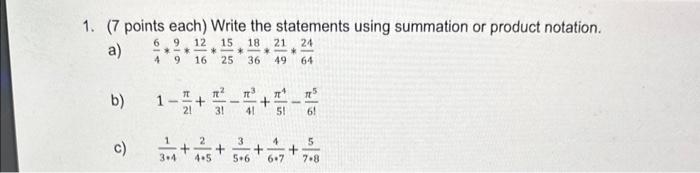 Solved 1. (7 points each) Write the statements using | Chegg.com