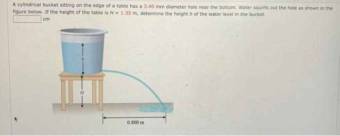 Solved A cylindrical bucket sitting on the edge of a table | Chegg.com