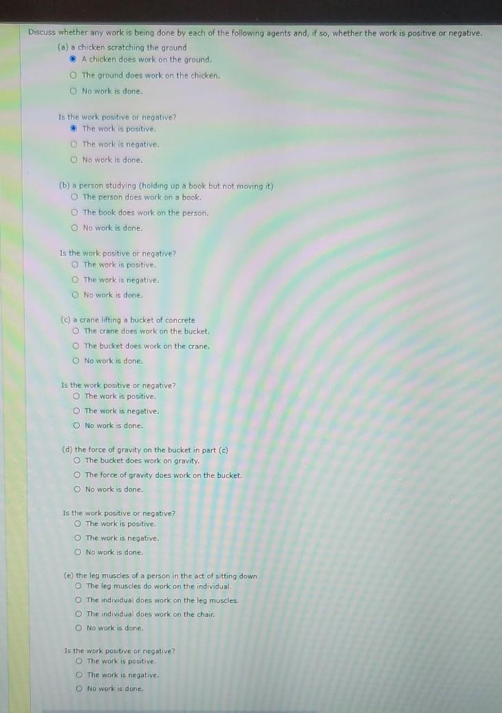 Solved Discuss whether any work is being done by each of the | Chegg.com