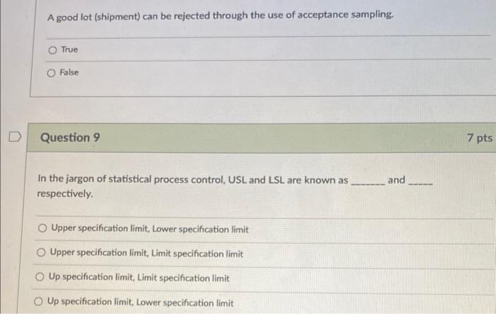Solved A good lot (shipment) can be rejected through the use | Chegg.com