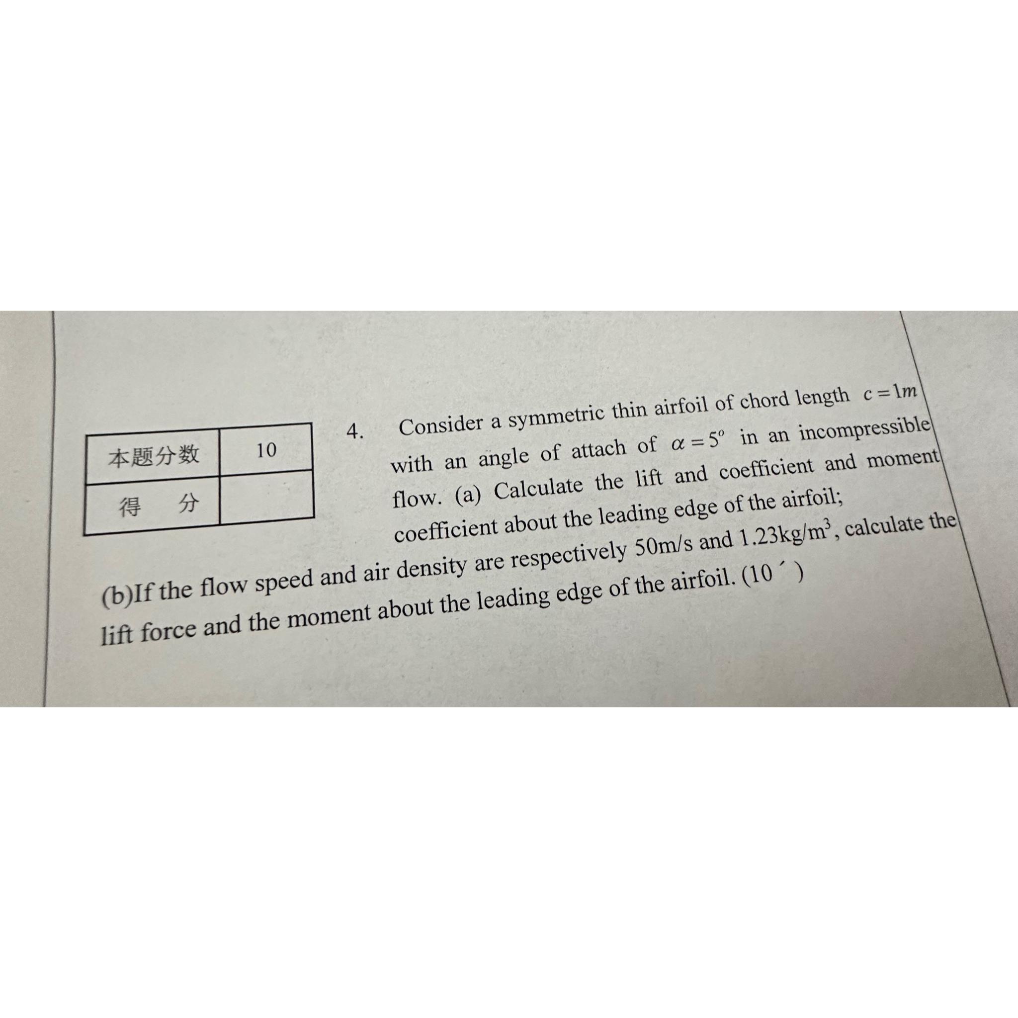 Solved \table[[本题分数,10],[得 分,]]Consider a symmetric thin | Chegg.com