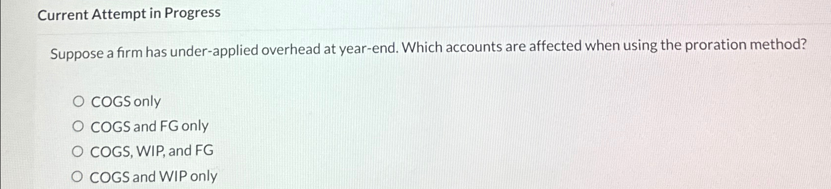 Solved Current Attempt in ProgressSuppose a firm has | Chegg.com