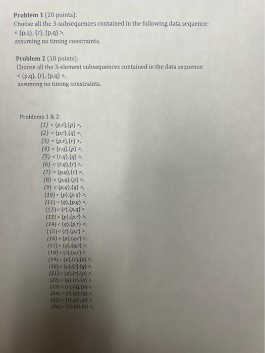 Solved Problem 1 ( 20 points): Choose all the 3 | Chegg.com