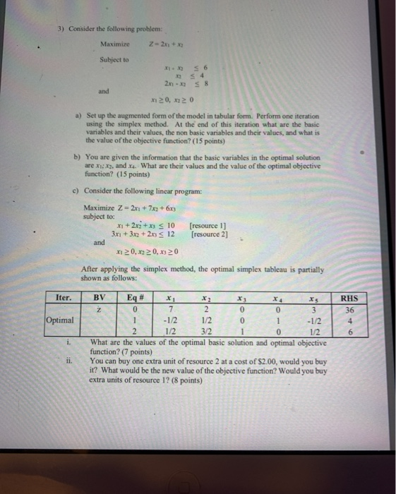 Solved 3) Consider the following problem: Maximize z-2x1 + x | Chegg.com
