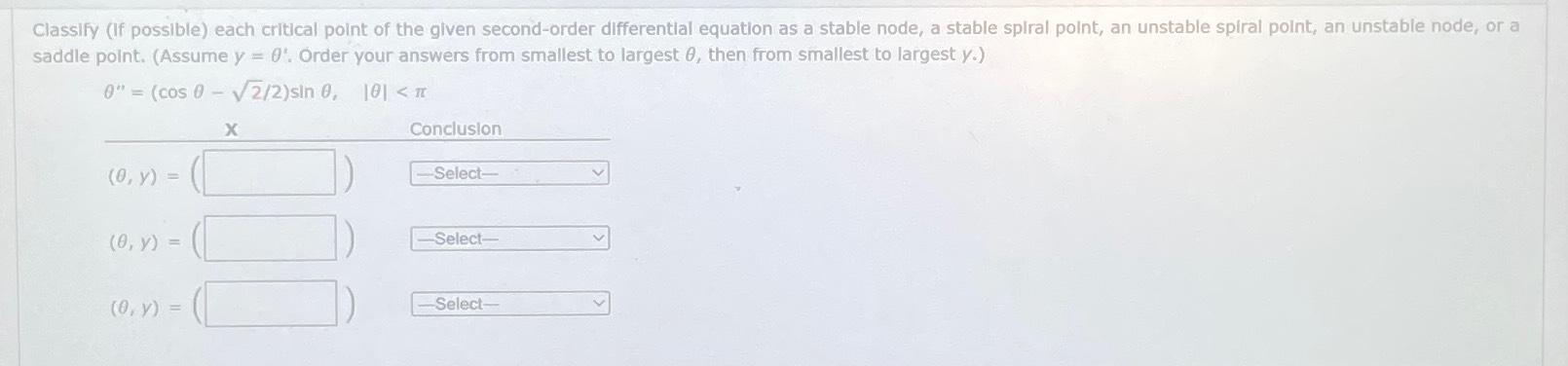Solved Classify (If possible) ﻿each critical point of the | Chegg.com