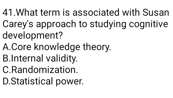 Solved What term is associated with Susan Carey's approach | Chegg.com