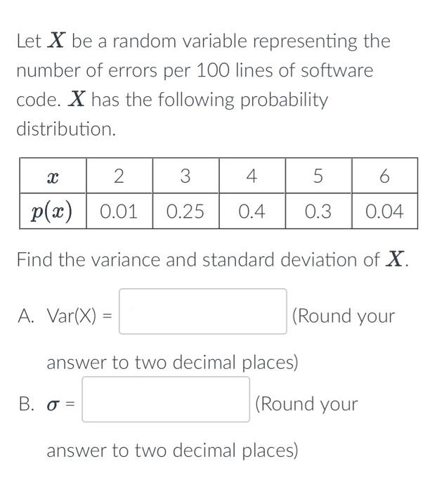 Solved Let X be a random variable representing the number of | Chegg.com
