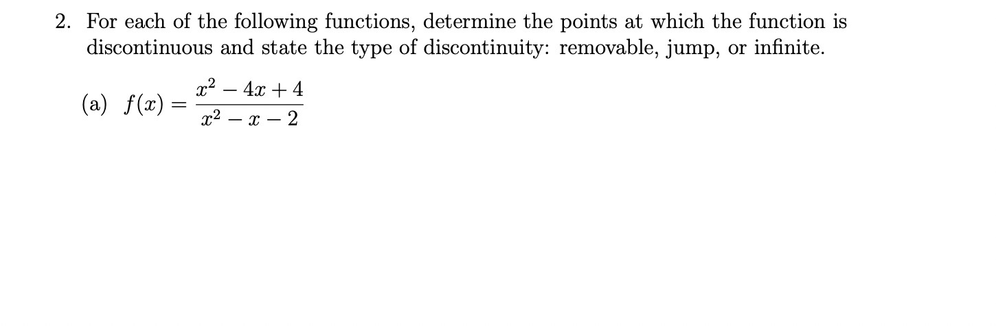 Solved For each of the following functions, determine the | Chegg.com