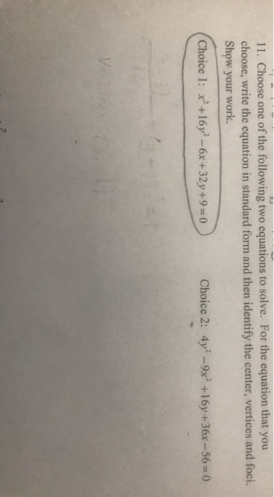 Solved 11. Choose one of the following two equations to | Chegg.com