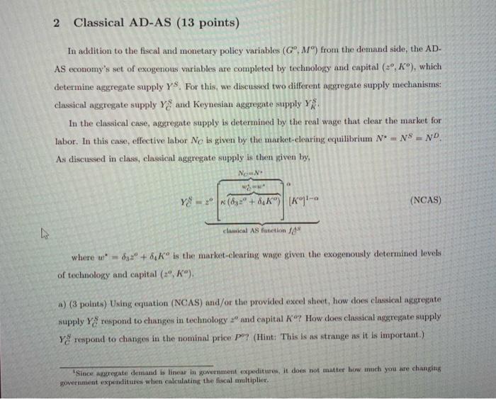 2 Classical AD-AS (13 points) In addition to the | Chegg.com