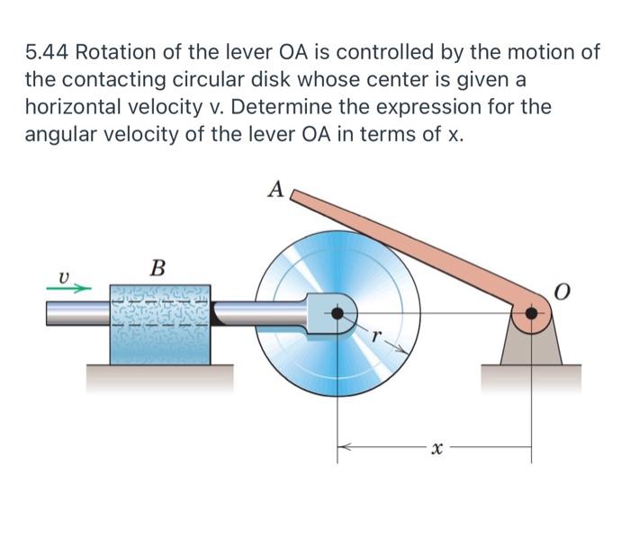 Solved 5.44 Rotation of the lever OA is controlled by the | Chegg.com