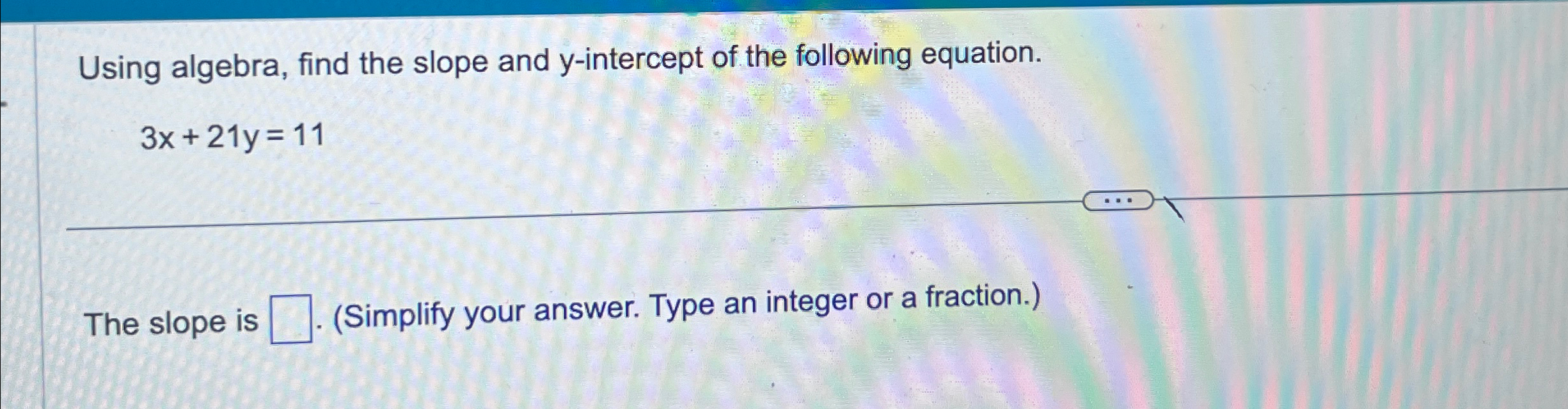Solved Using algebra, find the slope and y-intercept of the | Chegg.com
