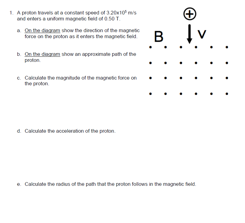 Solved A proton travels at a constant speed of 3.20×105msand | Chegg.com