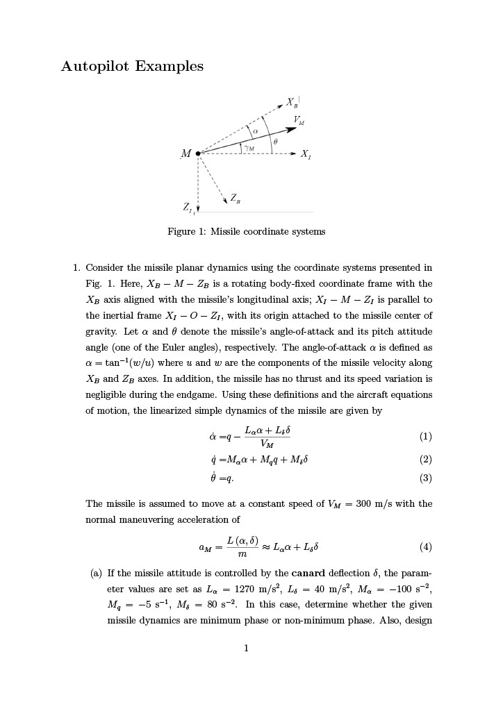Solved an ﻿autopilot controller that makes the actual normal | Chegg.com