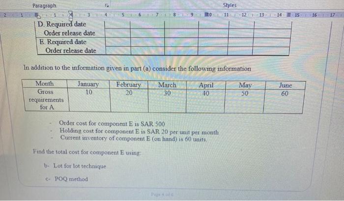 Solved Consider the following product structure a. Complete | Chegg.com