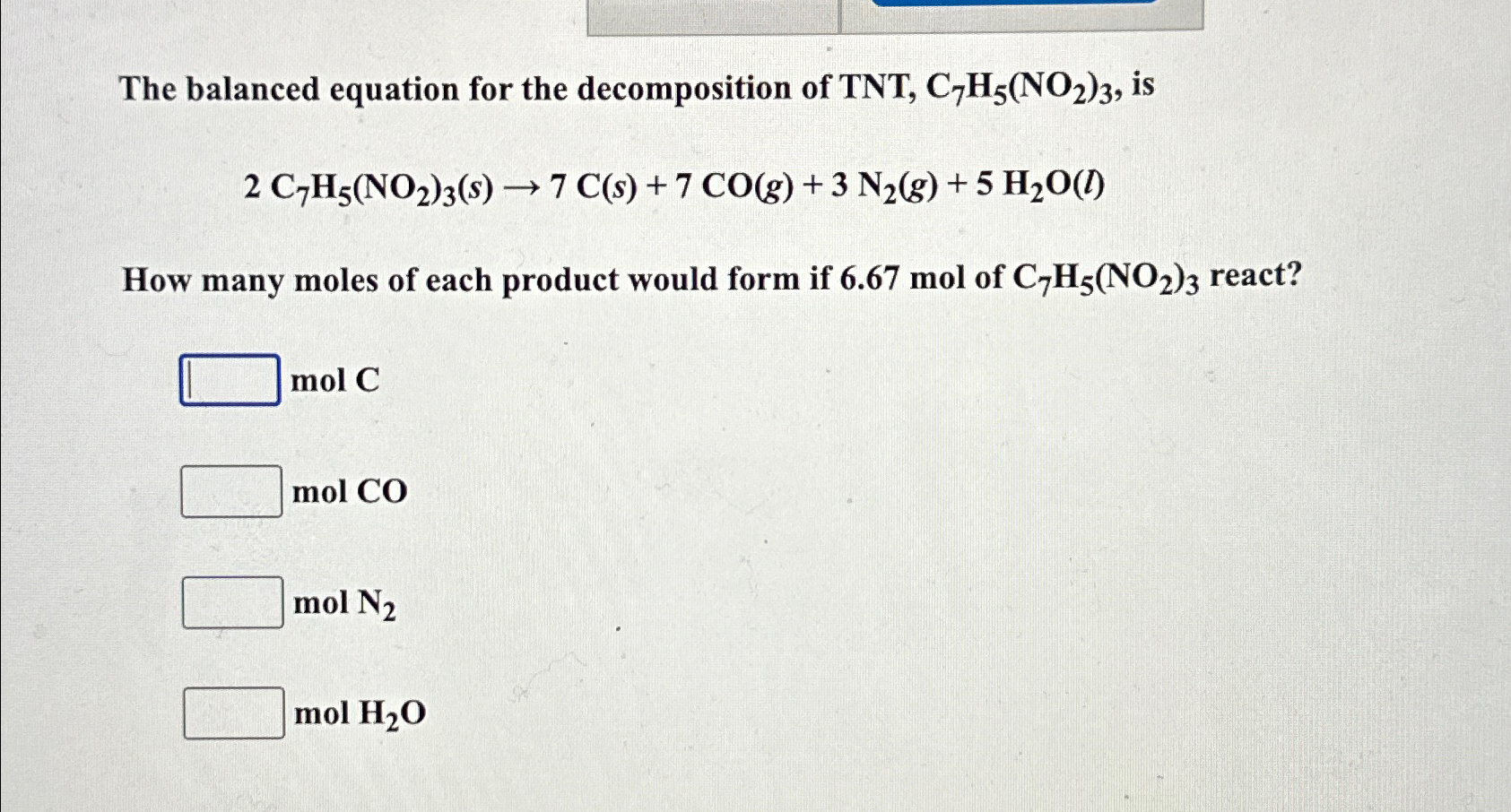 Solved The balanced equation for the decomposition of | Chegg.com