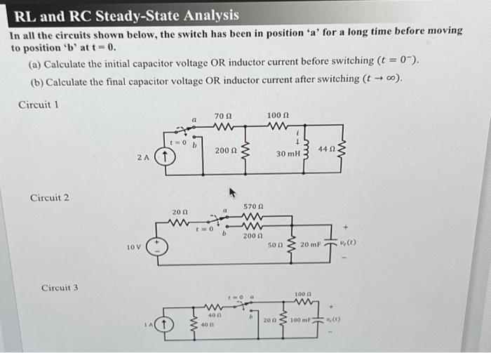 Solved RL and RC Steady-State Analysis In all the circuits | Chegg.com