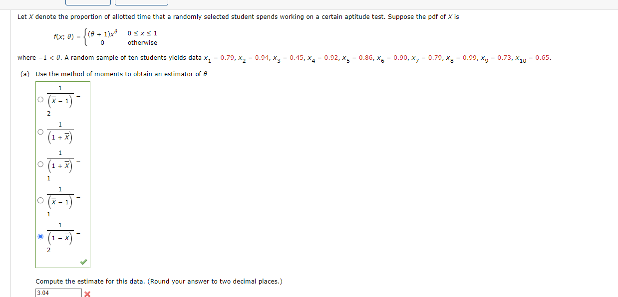 Solved Let x ﻿denote the proportion of allotted time that a | Chegg.com