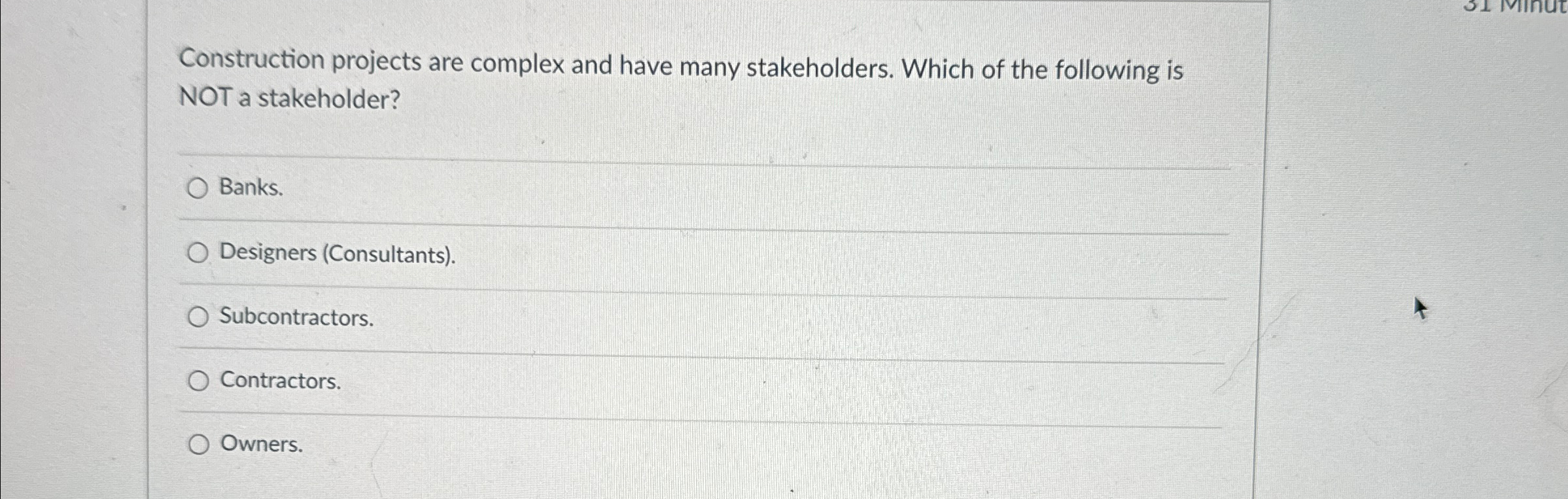 Solved Construction projects are complex and have many | Chegg.com