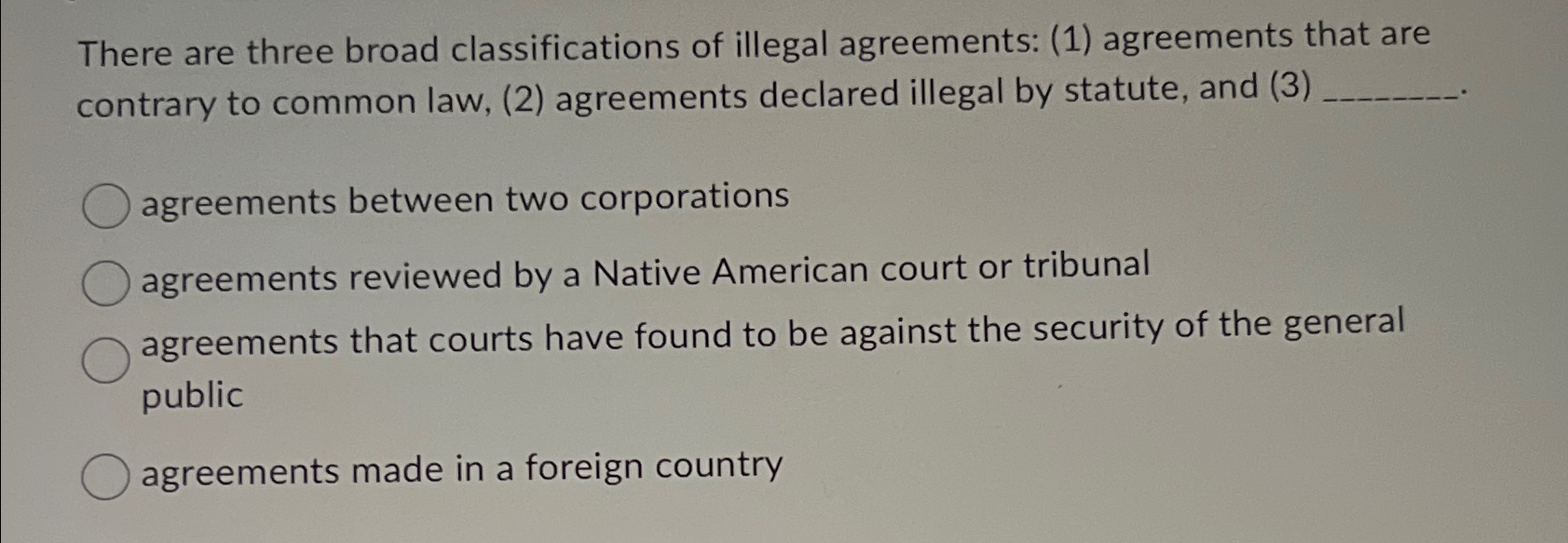 Solved There are three broad classifications of illegal | Chegg.com
