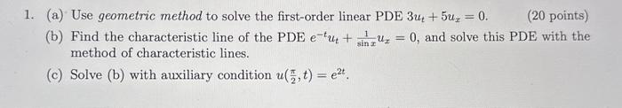 Solved 1. (a) Use geometric method to solve the first-order | Chegg.com