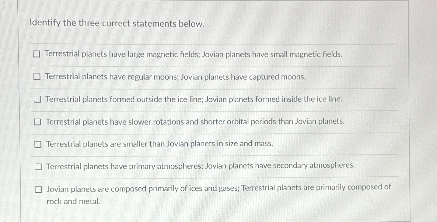 Solved Identify the three correct statements | Chegg.com