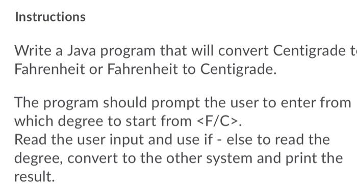 Solved Instructions Write a Java program that will convert | Chegg.com