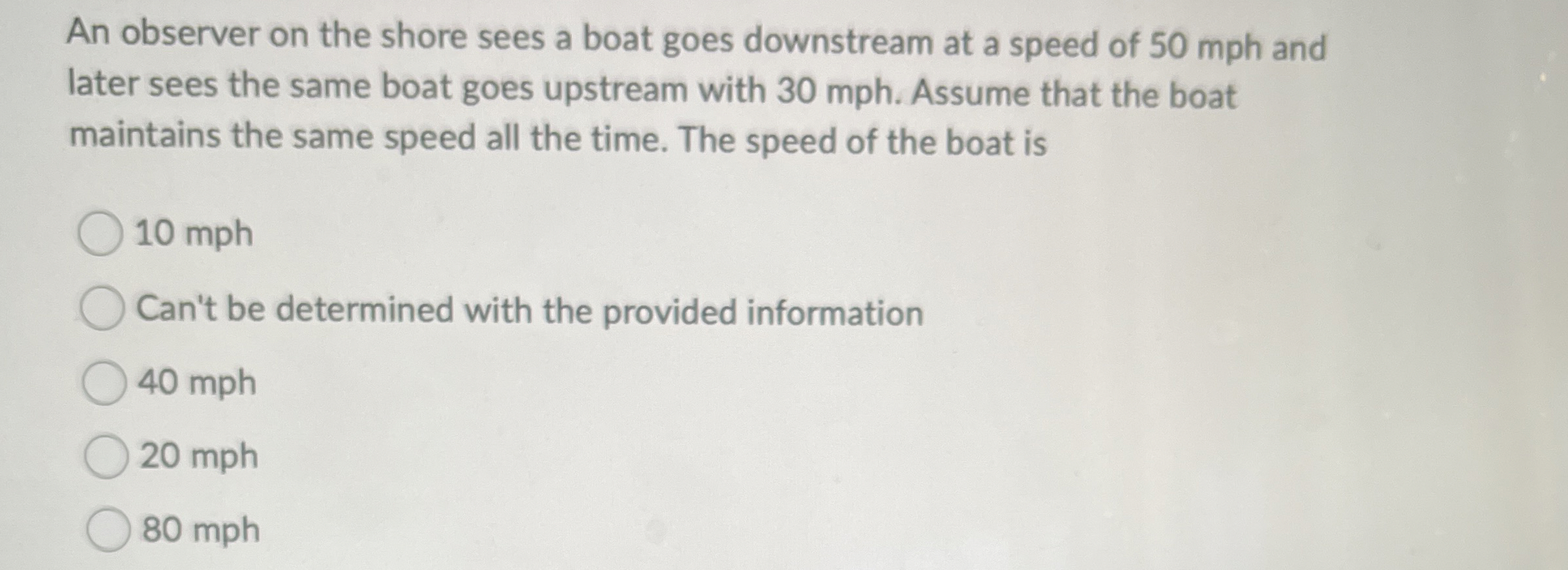 Solved An observer on the shore sees a boat goes downstream | Chegg.com