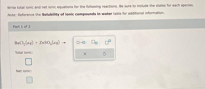 Solved Write total ionic and net ionic equations for the | Chegg.com