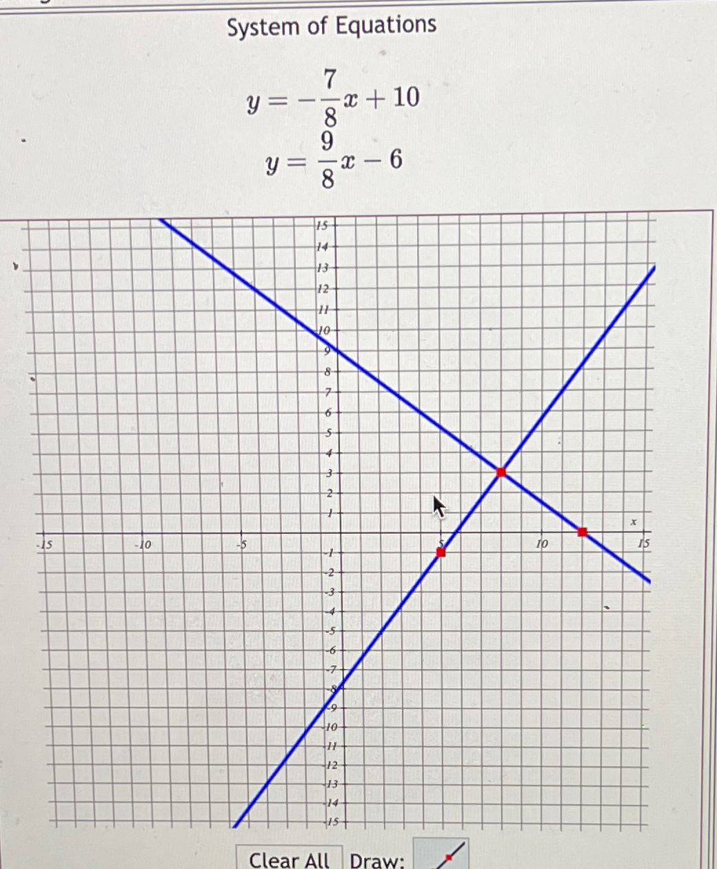 Solved System of Equationsy=-78x+10y=98x-6 | Chegg.com