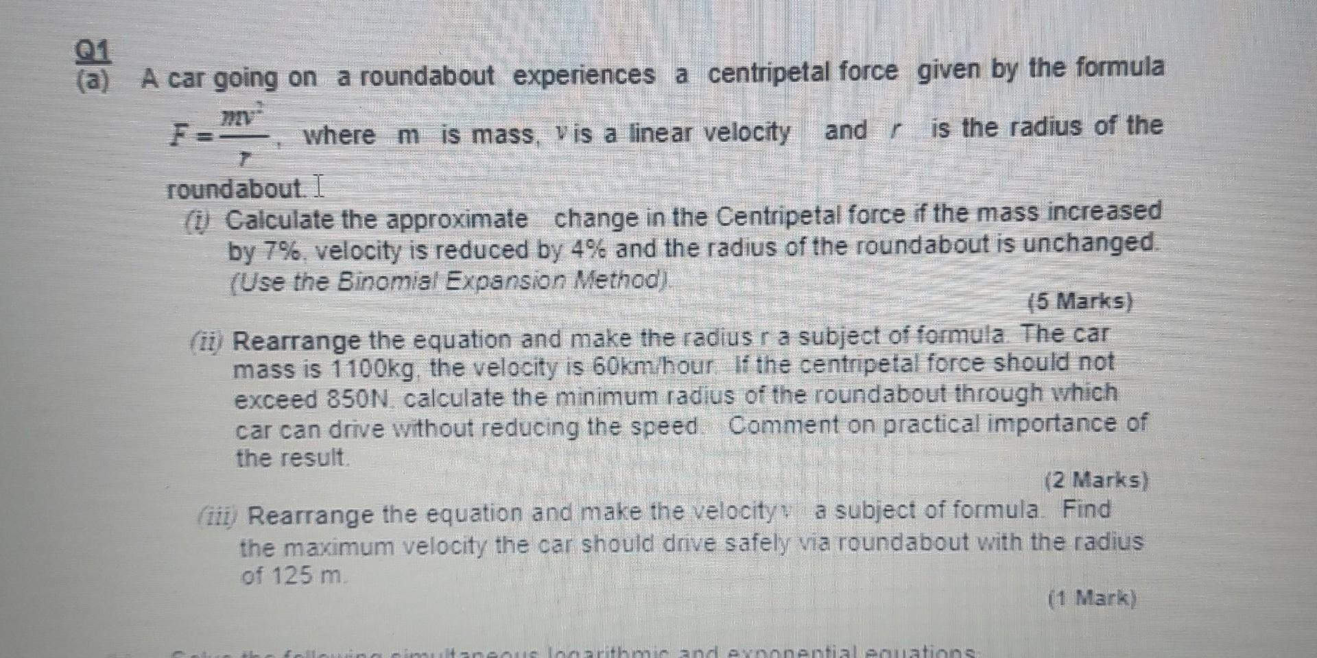 Solved (a) A car going on a roundabout experiences a | Chegg.com