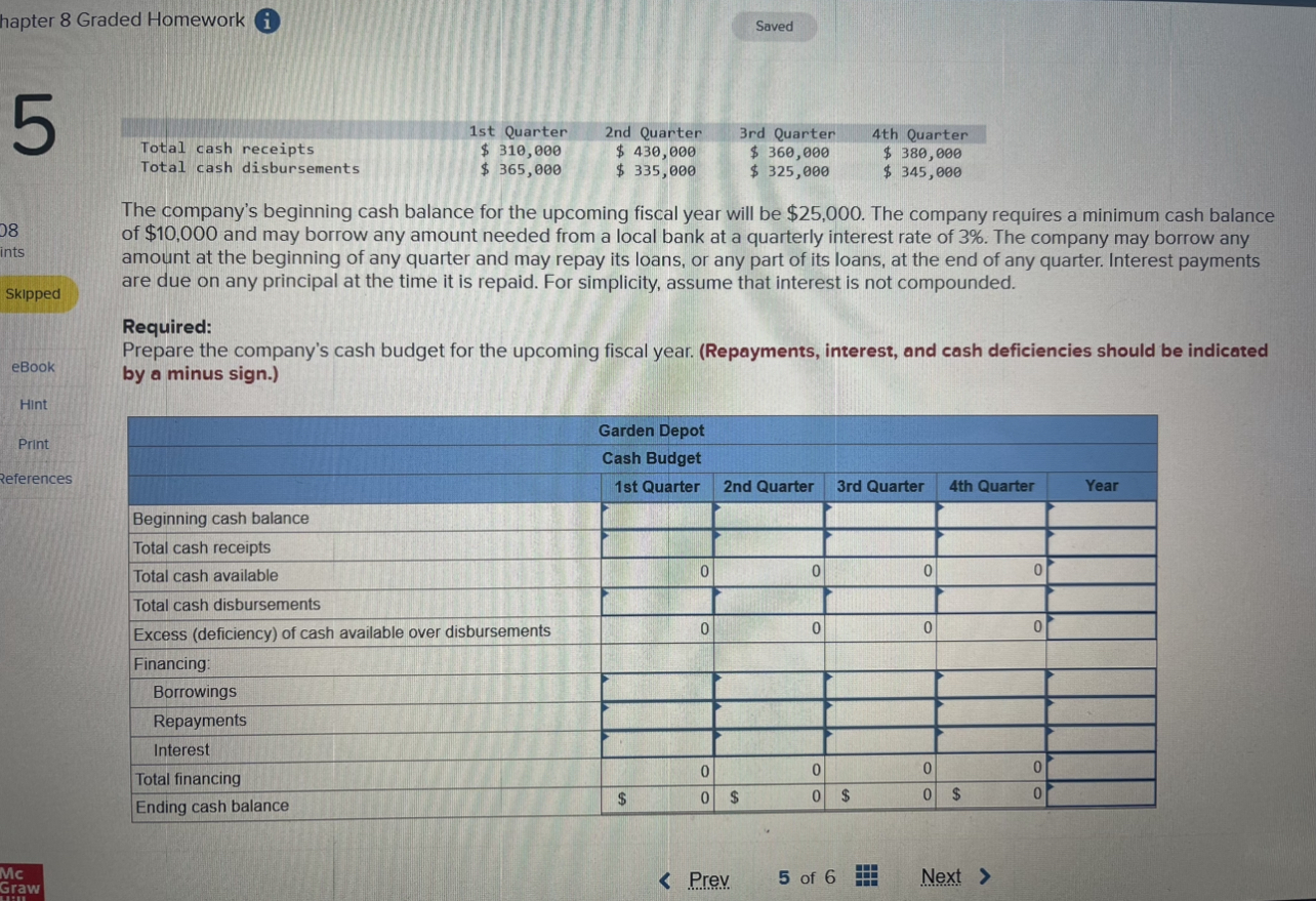 Solved hapter 8 ﻿Graded Homework (i)\table[[,1st Quarter,2nd | Chegg.com