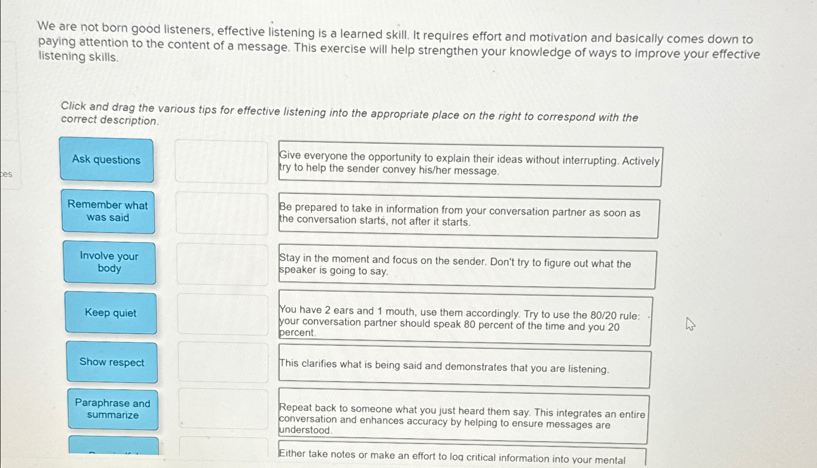 Solved We are not born good listeners, effective listening | Chegg.com