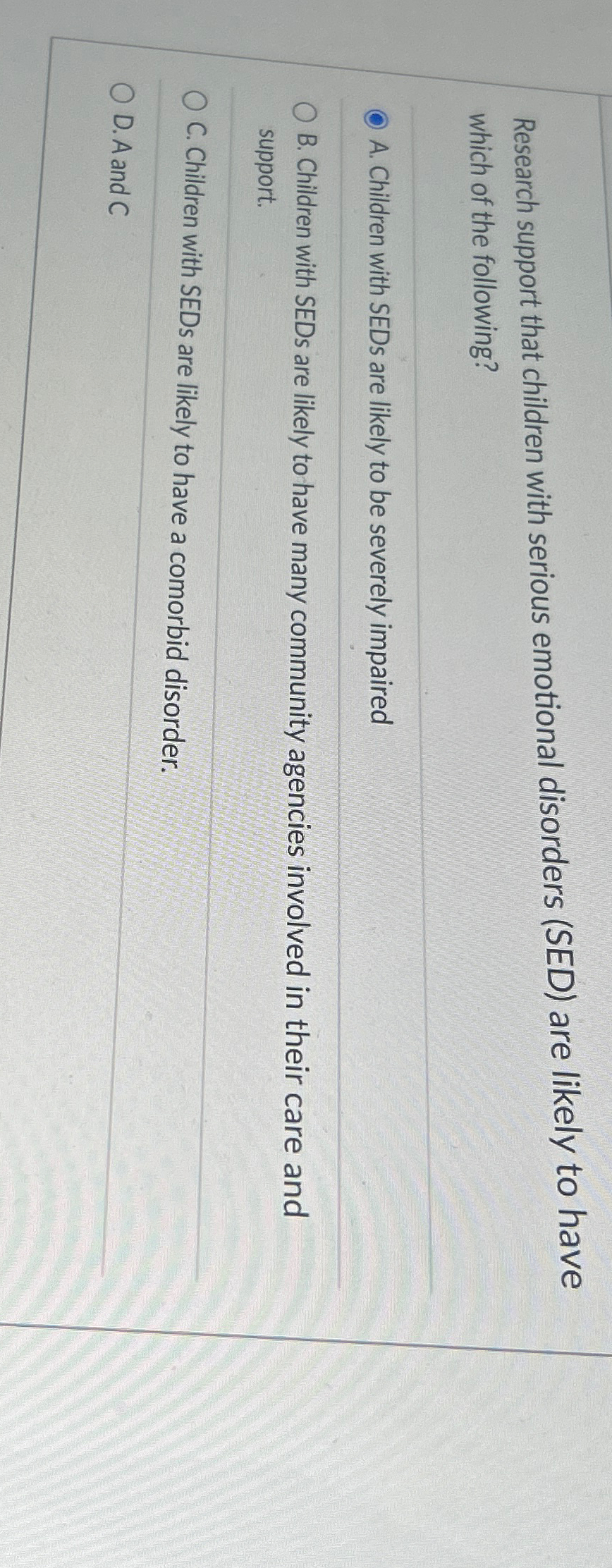 Solved Research support that children with serious emotional | Chegg.com