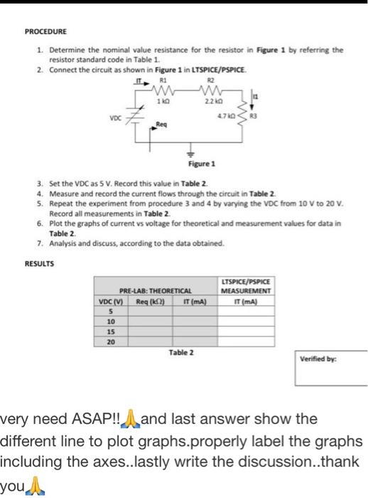Solved PROCEDURE 1. Determine the nominal value resistance | Chegg.com