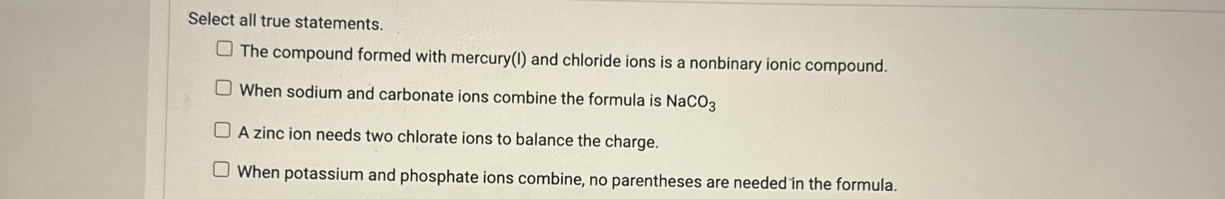 Solved Select all true statements.The compound formed with | Chegg.com