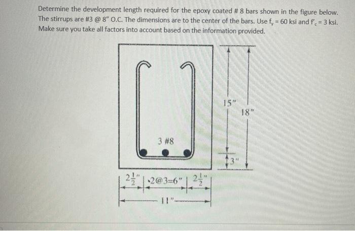 Solved Determine the development length required for the | Chegg.com