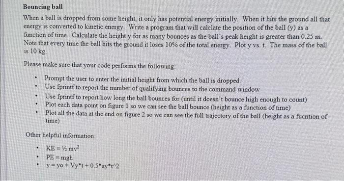 Solved Bouncing ball When a ball is dropped from some | Chegg.com