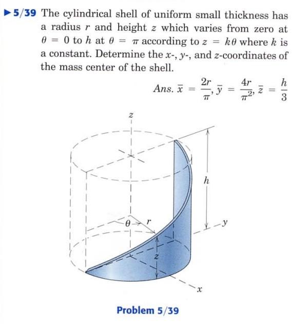 Solved The cylindrical shell of uniform small thickness has | Chegg.com