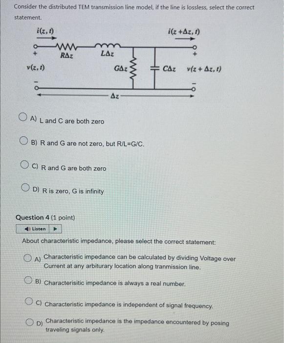 Solved Consider the distributed TEM transmission line model, | Chegg.com