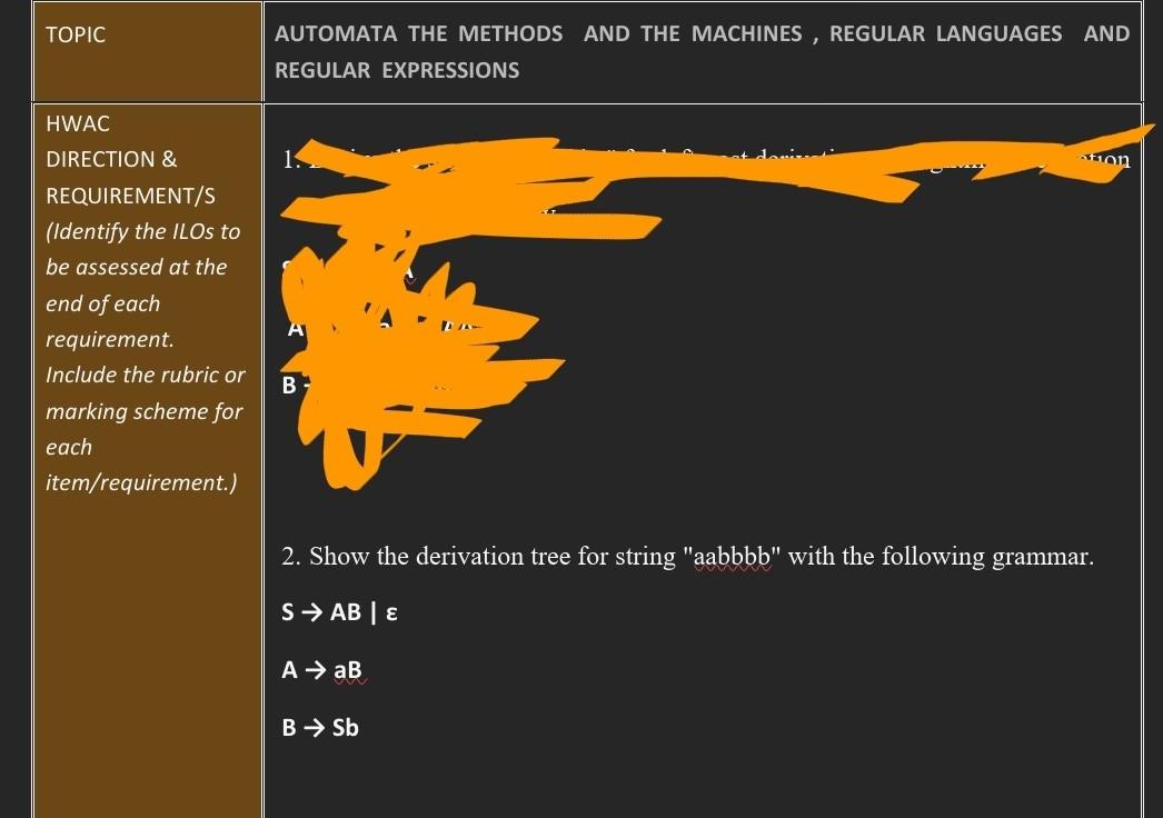 Solved 2. Show the derivation tree for string "aabbbb" with | Chegg.com