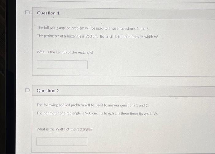 Solved D Question 1 The following applied problem will be | Chegg.com