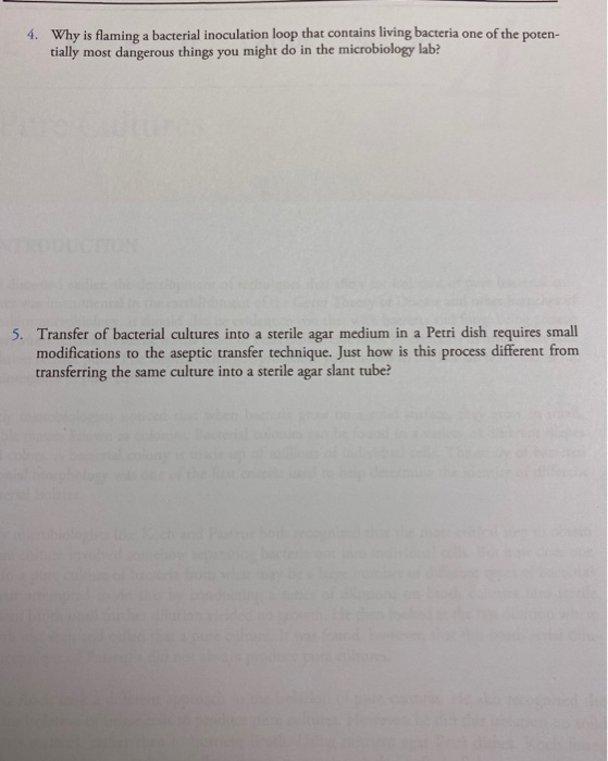 Solved 4. Why is flaming a bacterial inoculation loop that | Chegg.com
