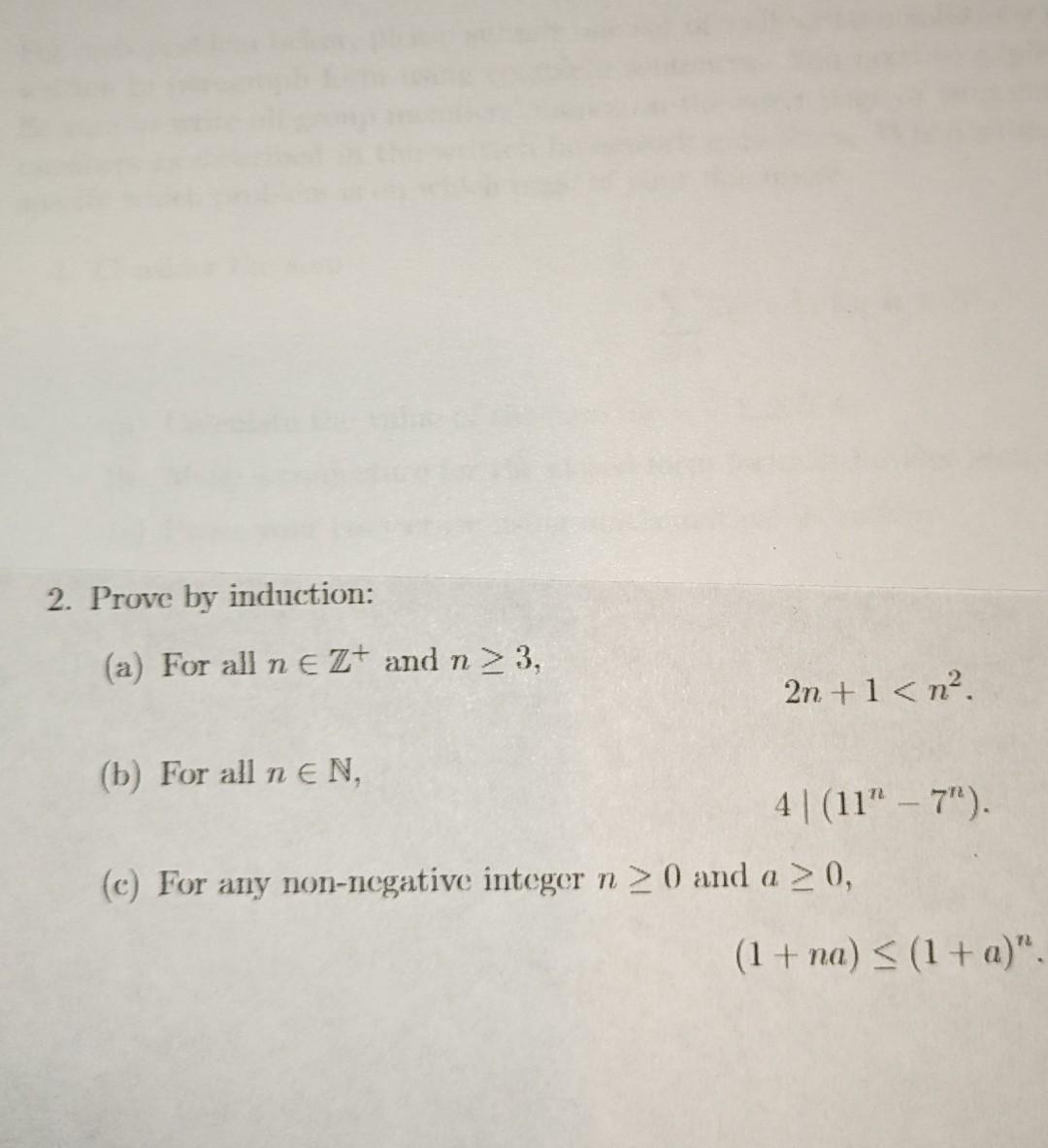 Solved Prove by induction:(a) ﻿For all ninZ+and | Chegg.com