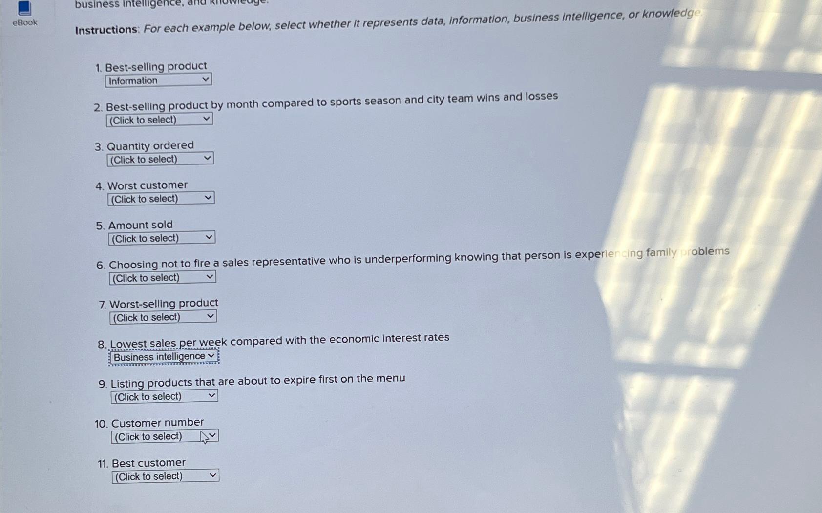 Solved e8ookInstructions: For each example below, select | Chegg.com