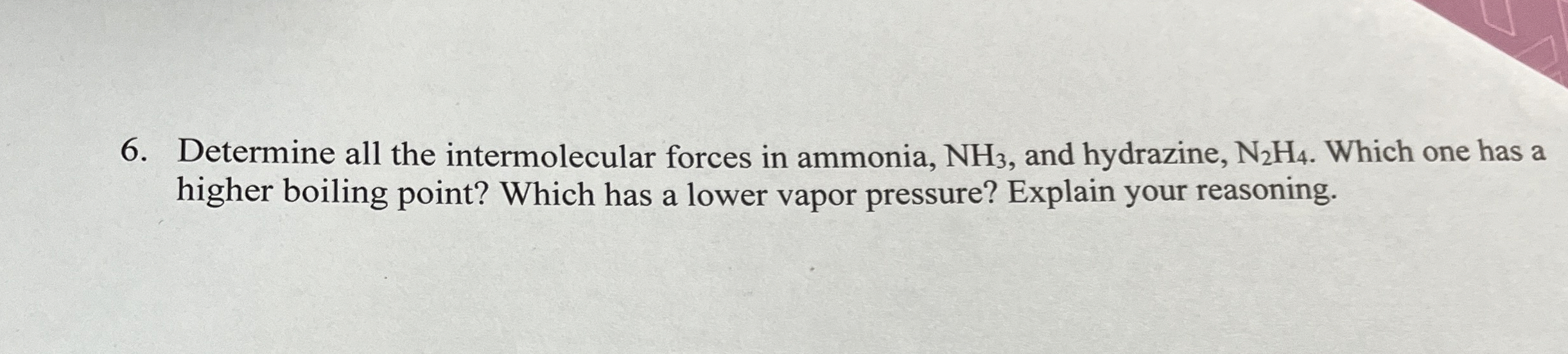 Solved Determine all the intermolecular forces in ammonia, | Chegg.com