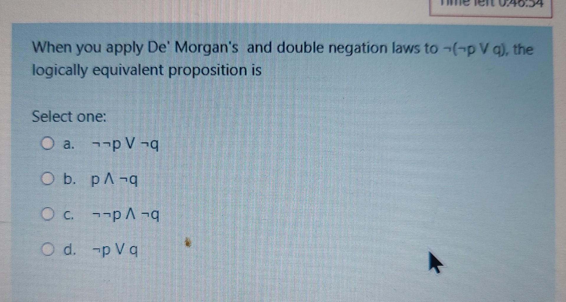 Solved When you apply De' Morgan's and double negation laws | Chegg.com