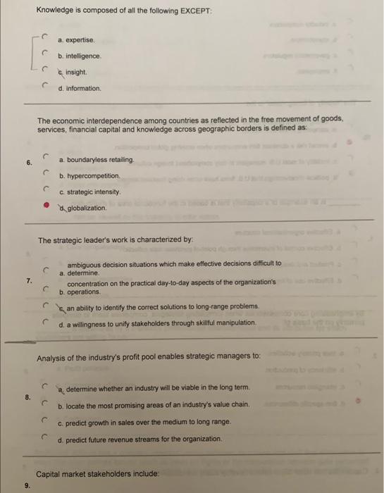 Solved Knowledge is composed of all the following EXCEPT: a. | Chegg.com