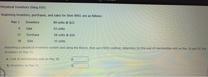 Solved Perpetual Inventory Using FIFO Beginning inventory, | Chegg.com