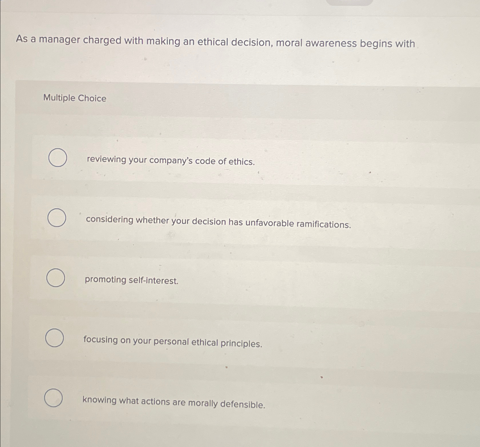 Solved As a manager charged with making an ethical decision, | Chegg.com
